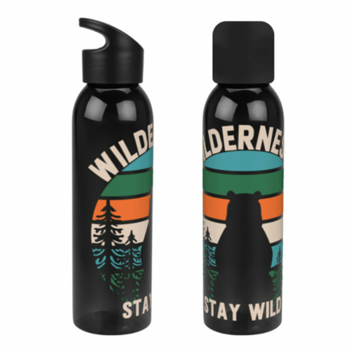 Бутылка для воды «Оставайся диким. Медведь.» (черный)