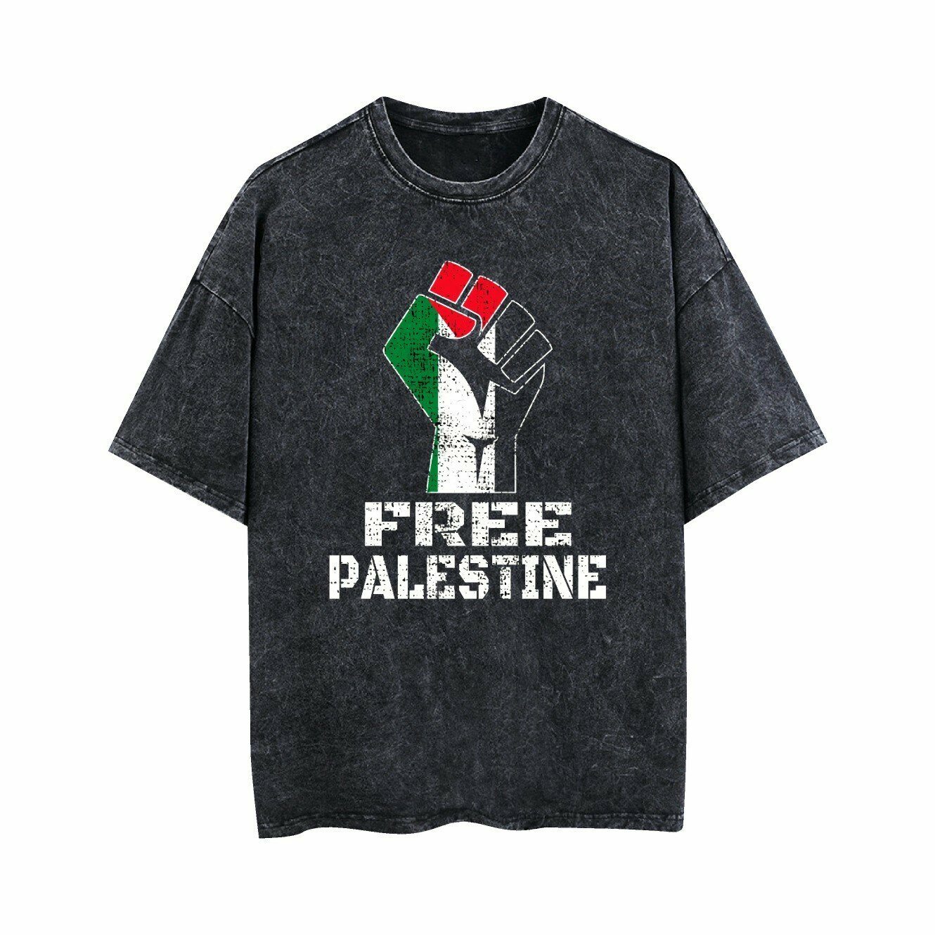Ретро-футболка Free Palestine Черный ретро-костюм с коротким рукавом