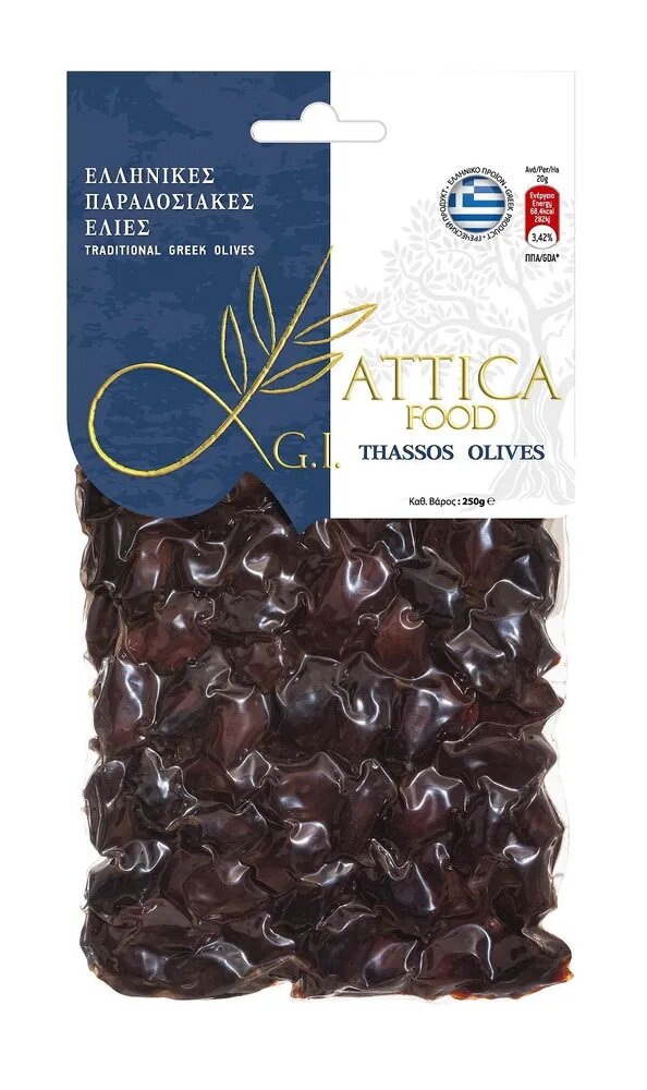 Оливки вяленые 250г "Трумба" Attica Food в оливковом масле Extra Virgin (Греция, Тассос, вакуум)