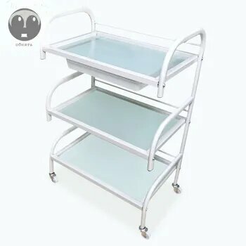 Тележка косметологическая стеклянные полки LR303 Белая Fabric-Stol