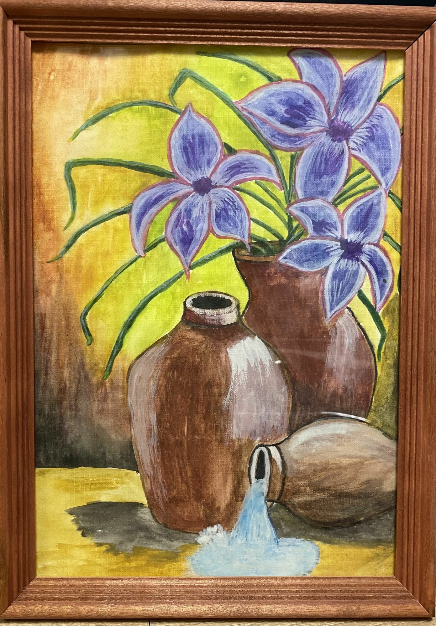 Картина в раме. Три кувшина. Акварель. 20/30. 2019 г. Художник Миляева НН