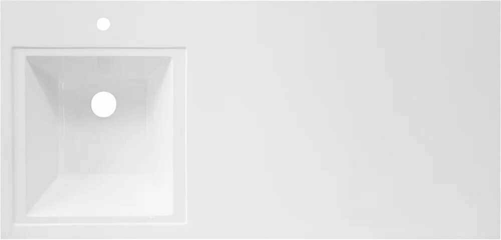Раковина над стиральной машиной ESTETUS Даллас 100 L с правым крылом, на кронштейне, белая, глянцевая, раковина для ванной из искусственного камня, прямоугольная