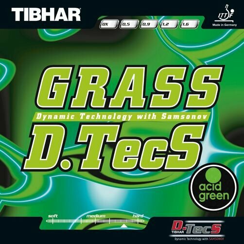 Накладка для ракетки настольного тенниса TIBHAR Grass DTecs ACID (COLORED), Зеленый, толщина губки 1,2