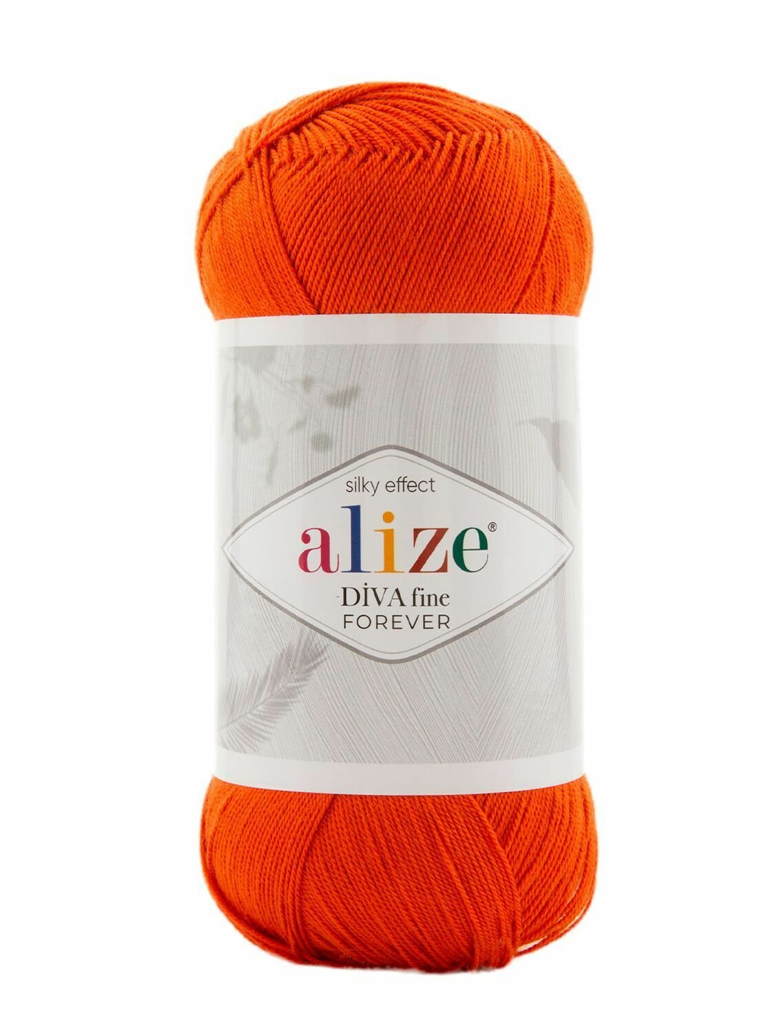 Пряжа DIVA FINE ALIZE, ярко-оранжевый - 37, 100% микрофибра акрил, 5 мотков, 100 г, 600 м.