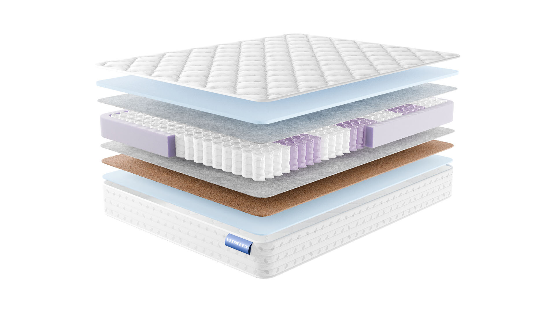 Матрас Vitaflex SleepFlow Balance 180х200 высота 18 см анатомический средней жесткости кокосовый Независимые пружины
