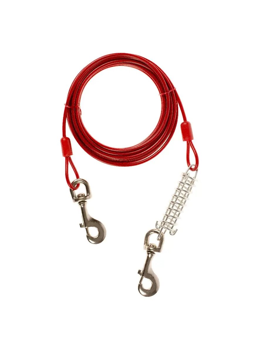 Трос для собак свыше 50кг, стальной с амортизатором, 6м