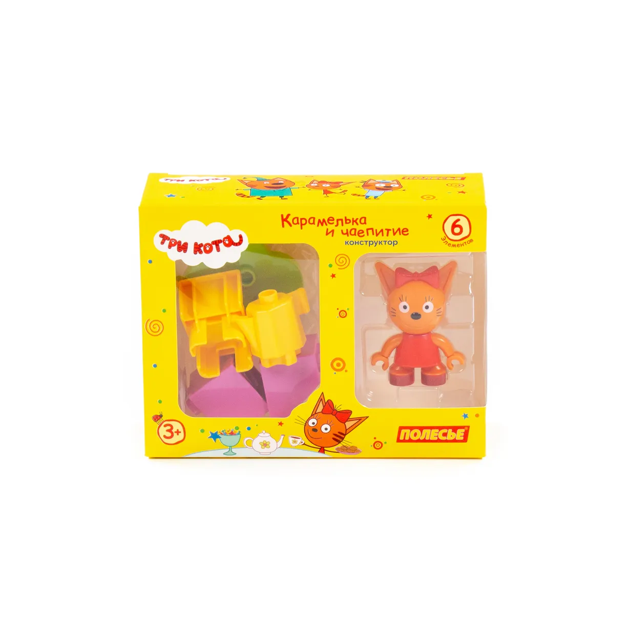 Конструктор Полесье серия Макси - Три кота. Карамелька и чаепитие (6 эл, в коробке) 63714