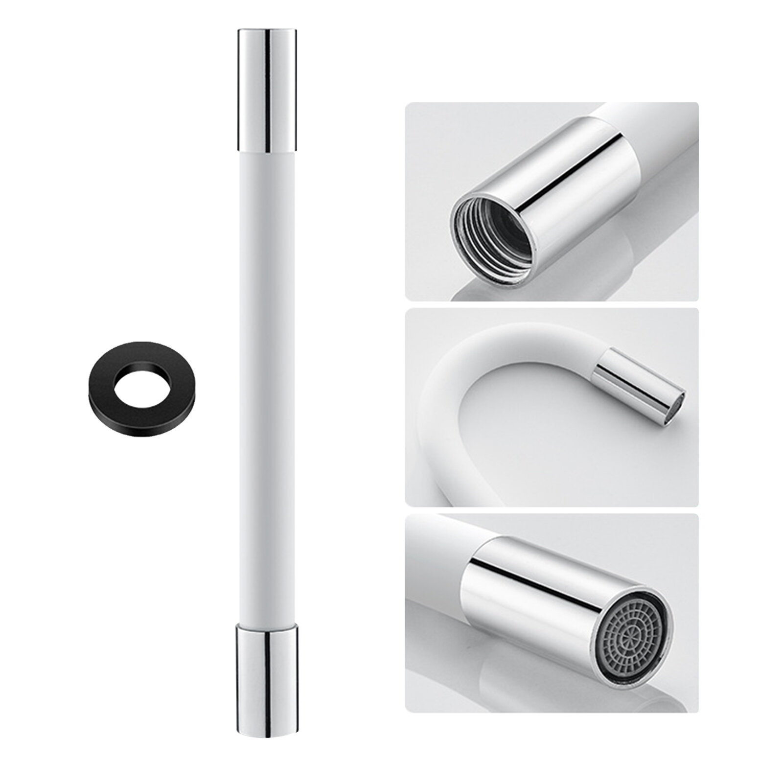 Расширение для крана 360 градусов с шлангом, силиконовая трубка с герметичной прокладкой, пузырьковым насадком, гибкий экстендер для крана, длина 20см/7.87дюйм (Тип 1), 30см/11.81дюйм (Тип 2), 50см/19.68дюйм (Тип 3), цвета Оранжевый, Черный, Белый,