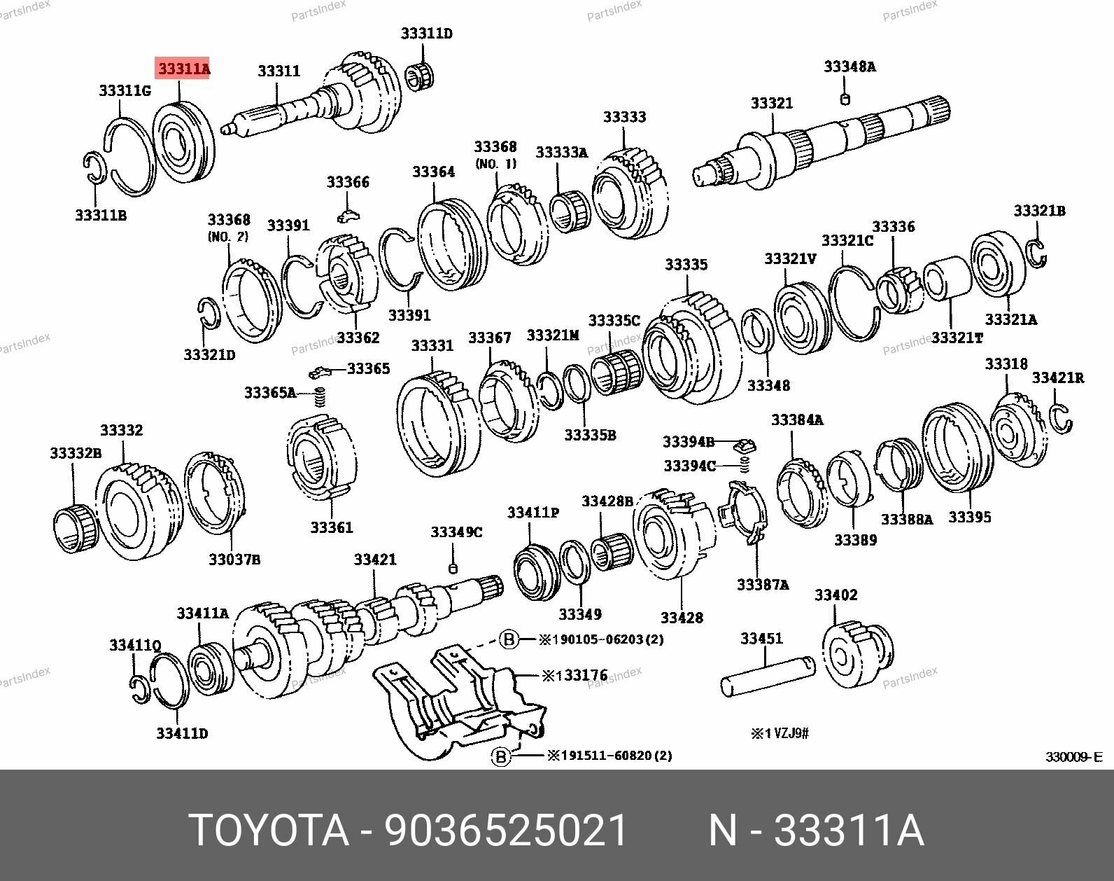Подшипник первичного вала КПП, TOYOTA 9036525021