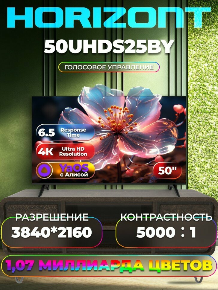 Телевизор Horizont 50UHDS25BY черный