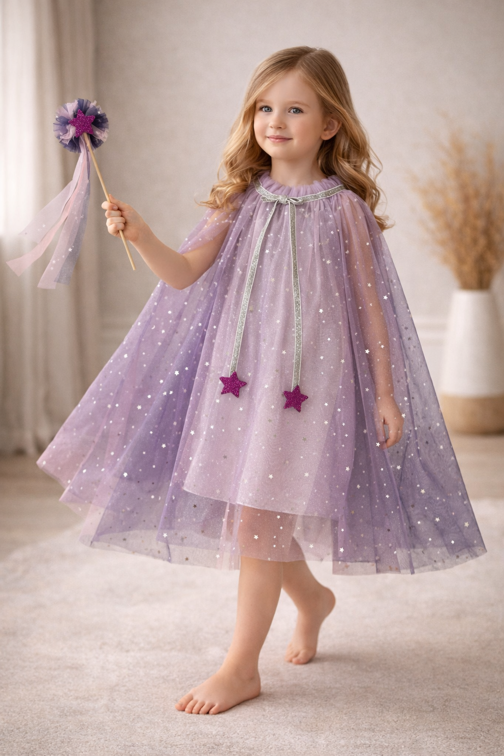 Карнавальный костюм плащ и волшебная палочка Фея, Волшебница, Колдунья