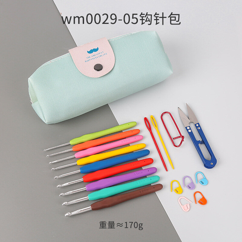Набор портативных сумок для хранения бороды, цветные, с мягкой ручкой, крючок для вязания, ручная работа, инструменты для вязания, алюминиевый крючок