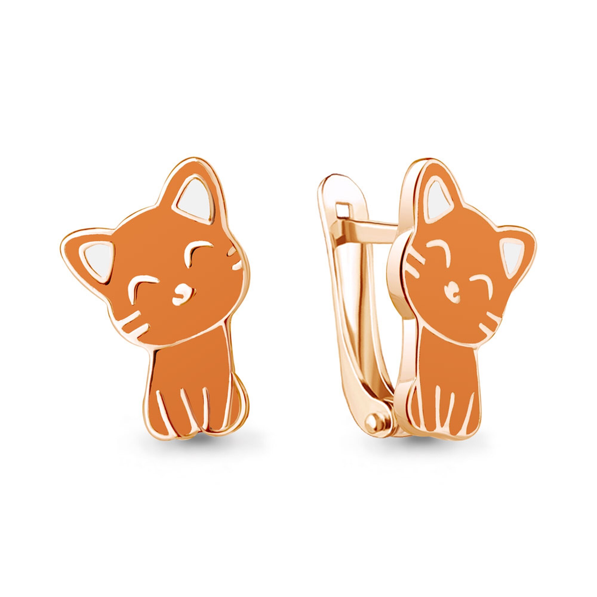 Серьги, серебро, 925 проба, золочение, эмаль