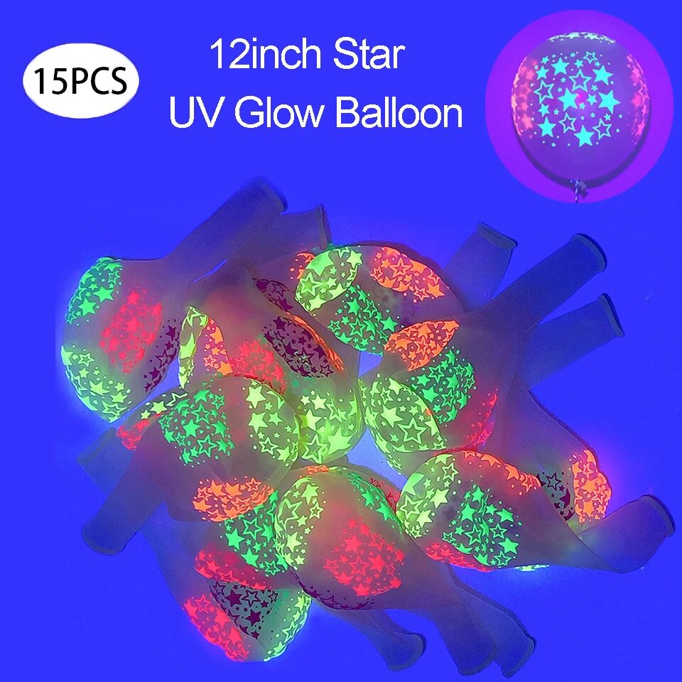 15шт Звездные UV светящиеся шары 12 дюймов