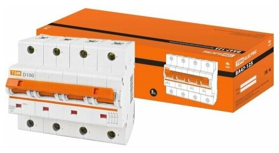 Автоматический выключатель Tdm Electric ВА47-125 4Р 100А 15кА х-ка D (SQ0208-0047)
