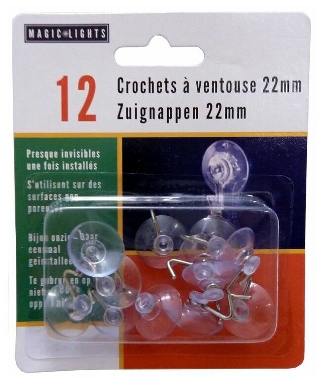 Присоски с крючком для подвешивания гирлянд 2.2 см 12 шт, Peha Magic