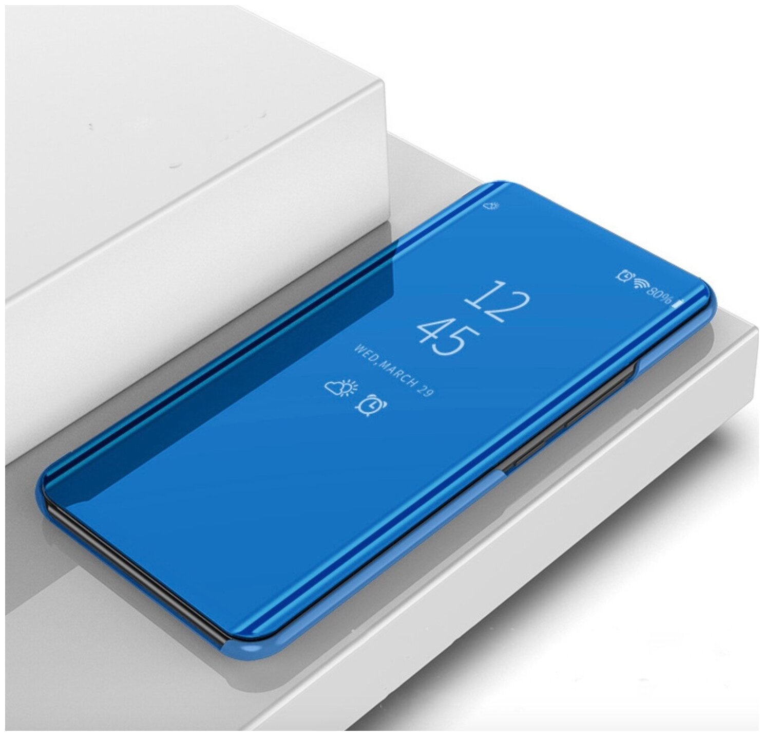 Чехол-книжка MyPads для Samsung Galaxy A30s / Samsung Galaxy A50s с дизайном Clear View Cover синий