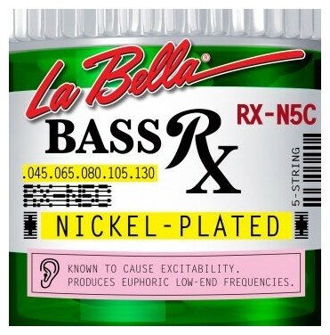 RX-N5C RX – Nickel Комплект струн для 5-струнной бас-гитары, никелированные, 45-130, La Bella