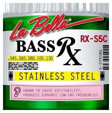 RX-S5C RX – Stainless Комплект струн для 5-струнной бас-гитары, нерж. сталь, 45-130, La Bella