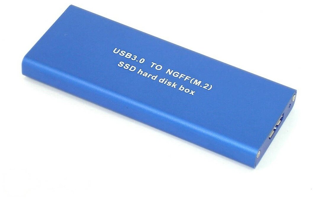 Бокс для SSD диска NGFF (M2) с выходом USB 3.0 алюминиевый, синий