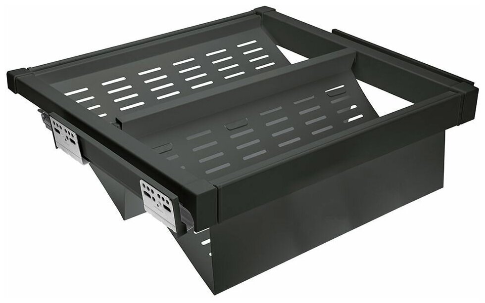 Полка для обуви перфорированная WG-POBUWM80-60 графит, в модуль 800 мм, с доводчиком, полного выдвижения