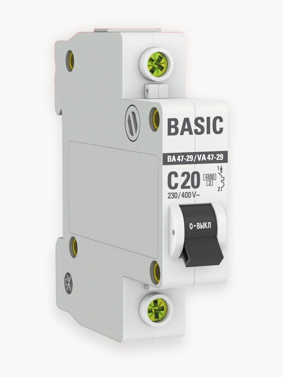 Автоматический выключатель EKF Basic 1P 20А (C) 4,5кА ВА 47-29