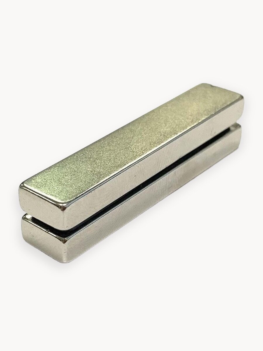 Неодимовый магнит 50 х 10 х 5 мм, блок, N38, никель - 2 штуки