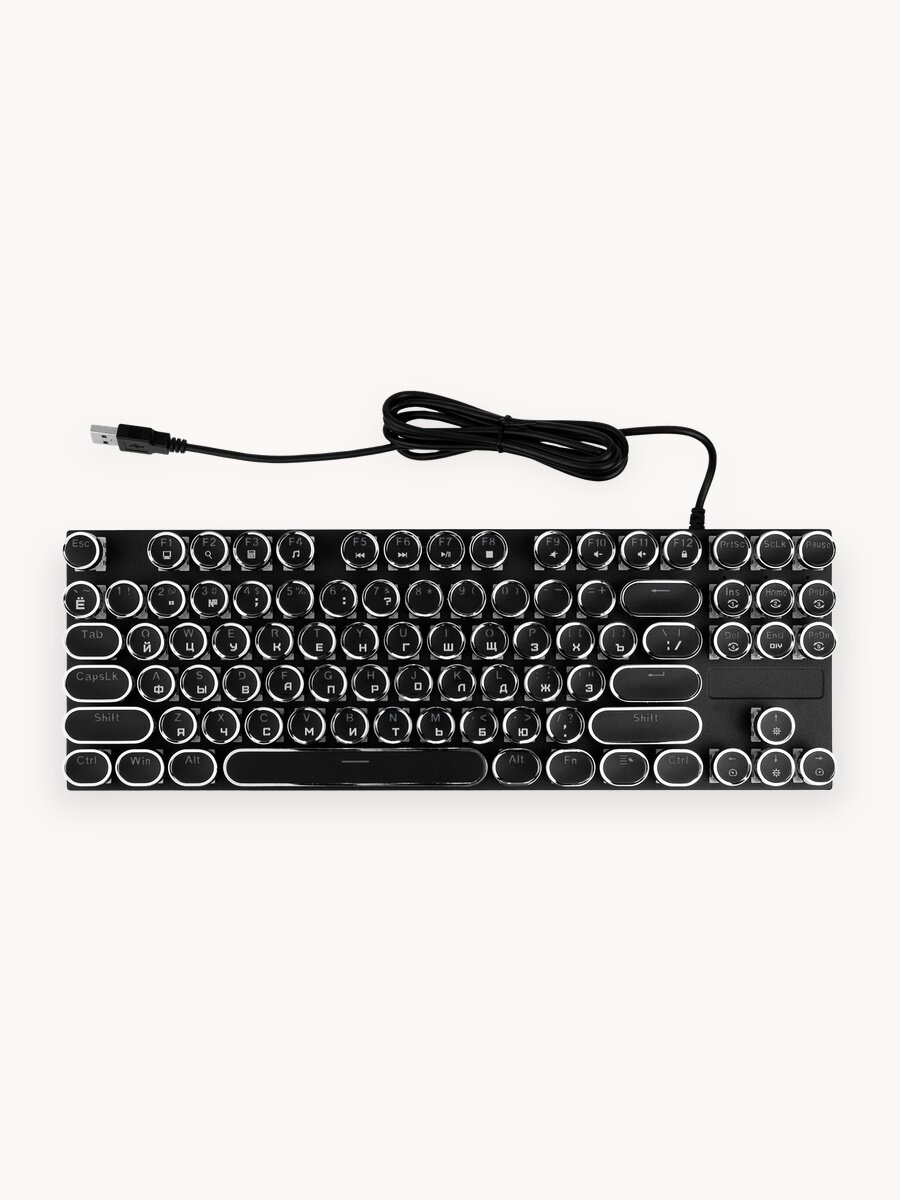 Механическая клавиатура с круглыми клавишами и RGB-подсветкой, черная, 87 клавиш