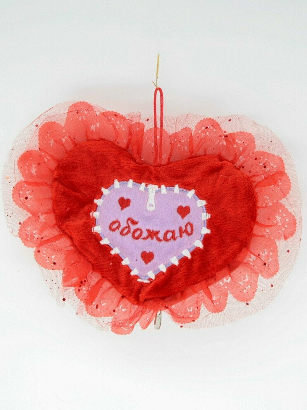 Мягкая игрушка акимбо КИТ Сердечко с молнией плюшевое 30 см.