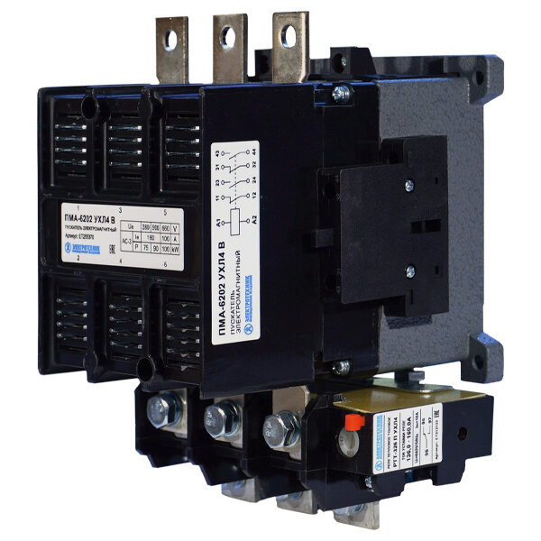Электромагнитный пускатель Электротехник ПМА-6202 УХЛ4 В, 220В, 2з+2р, 160А, нереверсивный, с реле РТТ-326 136-160А, IP00, ET255370