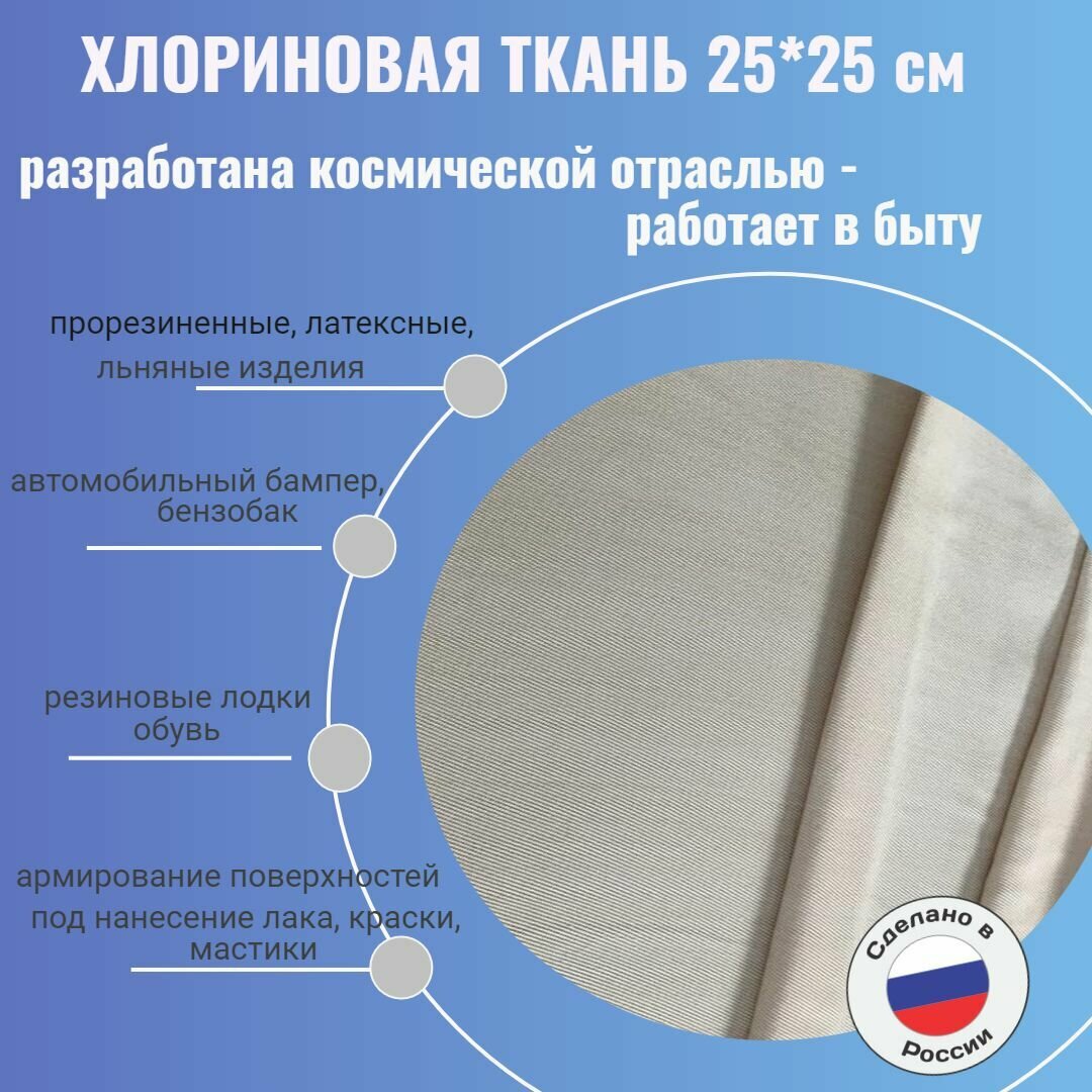 Хлориновая ацетоновая ткань - суперпрочный клей заплатка 25 х 25 см