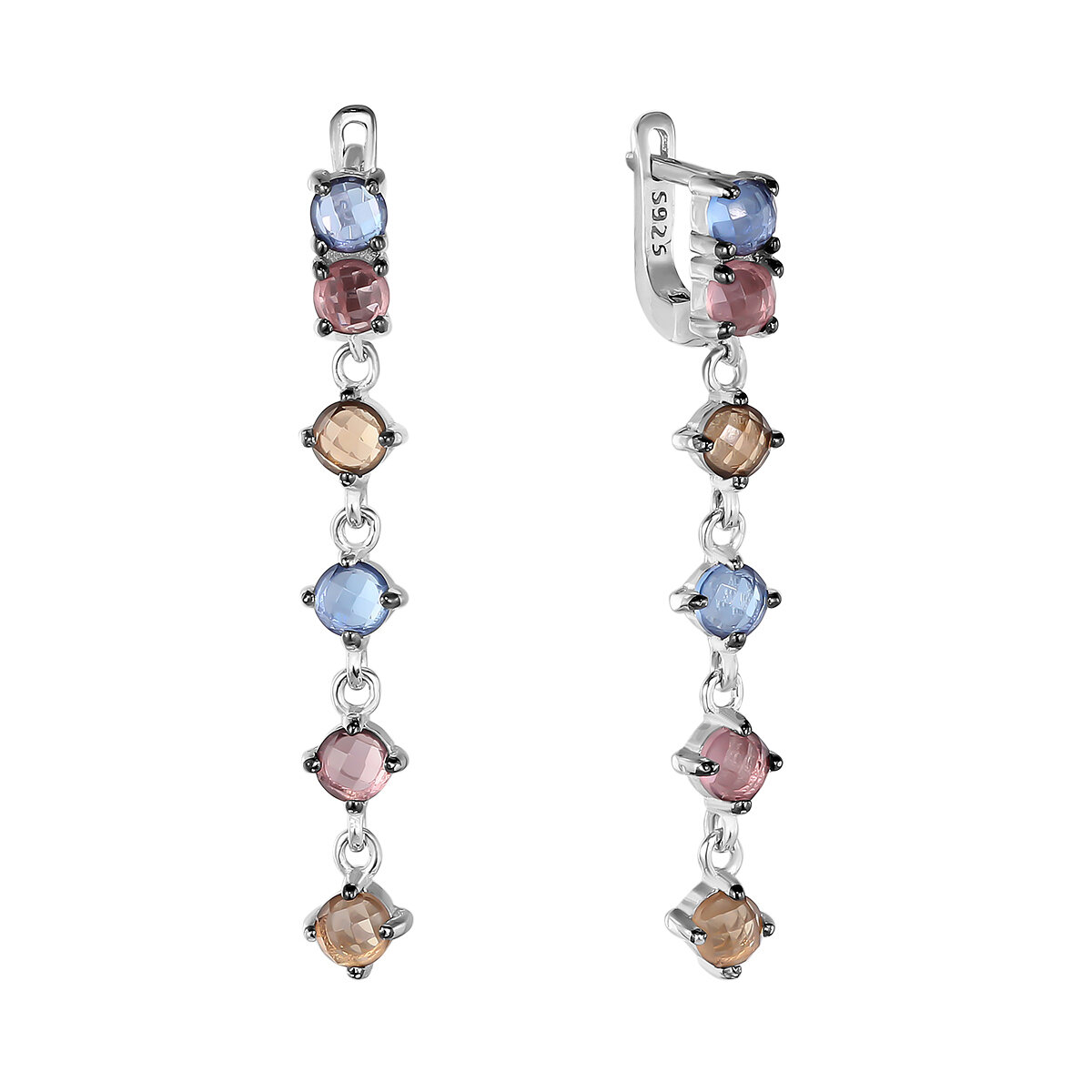 Серьги, серебро, 925 проба, родирование, фианит