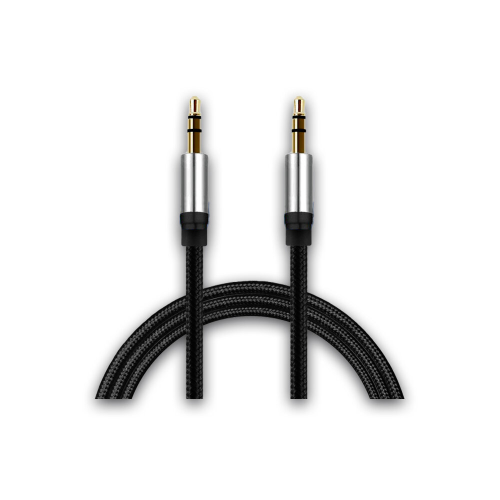 Кабель соединительный , 3.5 Jack (M) - 3.5 Jack (M) тканевая оплетка, черный, 1м.