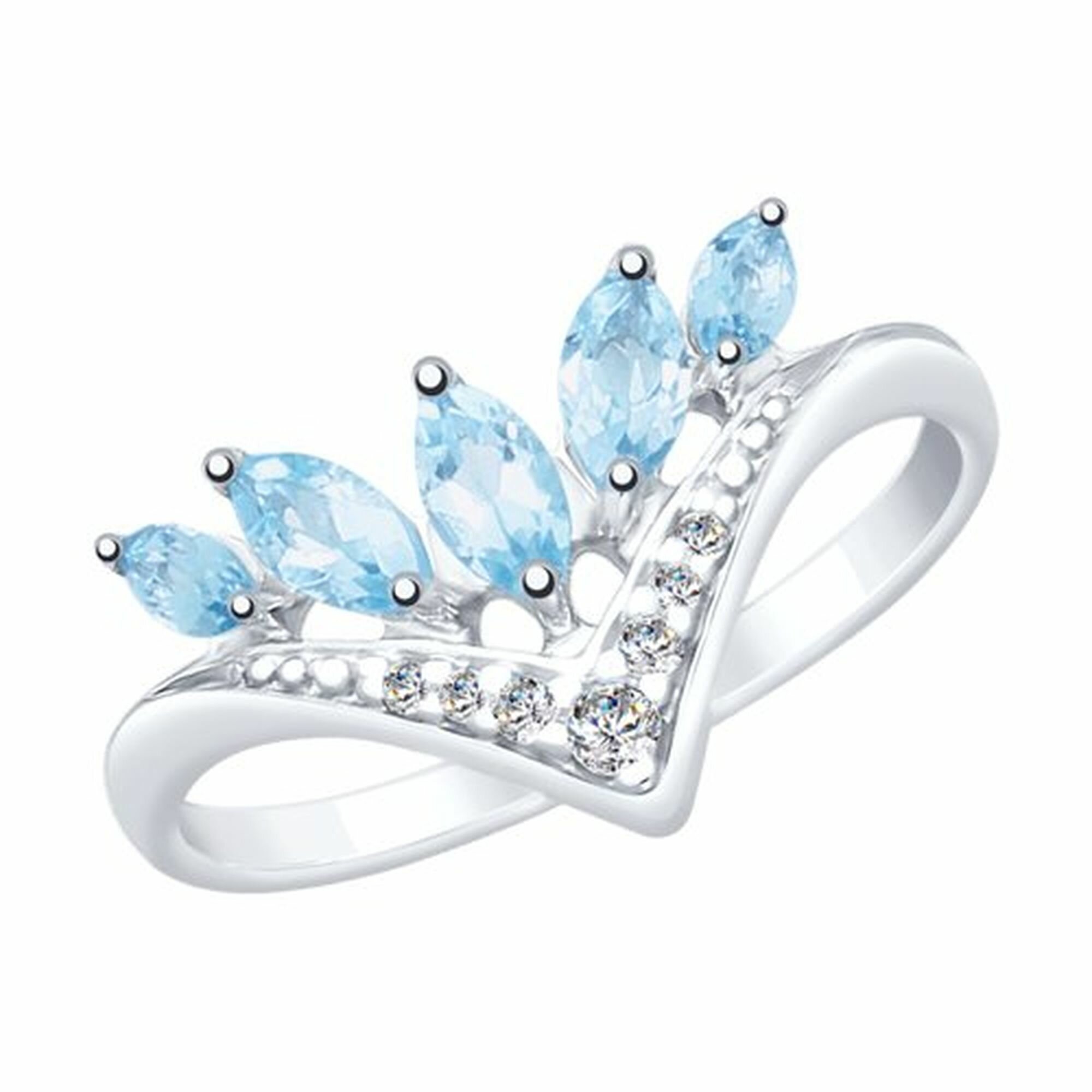 Кольцо, серебро, 925 проба, родирование, фианит, топаз