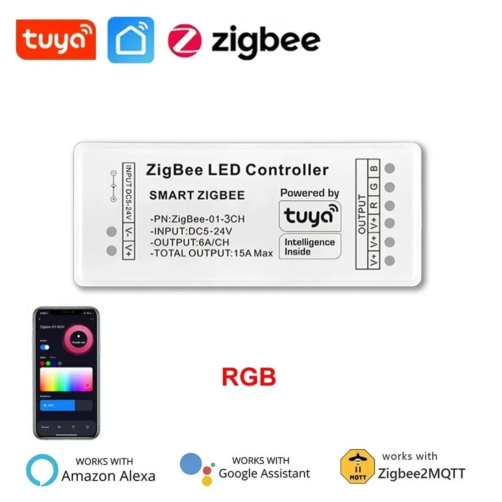 Tuya Zigbee RGB контроллер светодиодной ленты RGB
