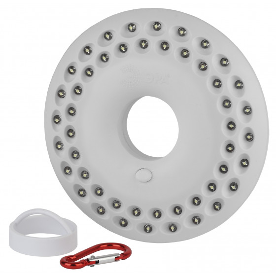 Фонарь кемпинговый светодиодный ЭРА KB-601 НЛО-48 с магнитом и карабином на батарейках 3xAА, 300Лм 48xLED IP20, Б0029178 / для похода и путешествия