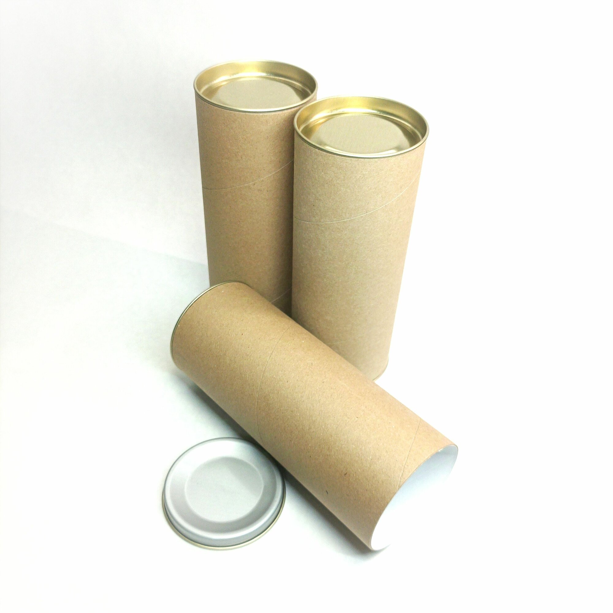 Тубус картонный с металлическими крышками D80х200 мм (внутри 80х180 мм), 8 шт.