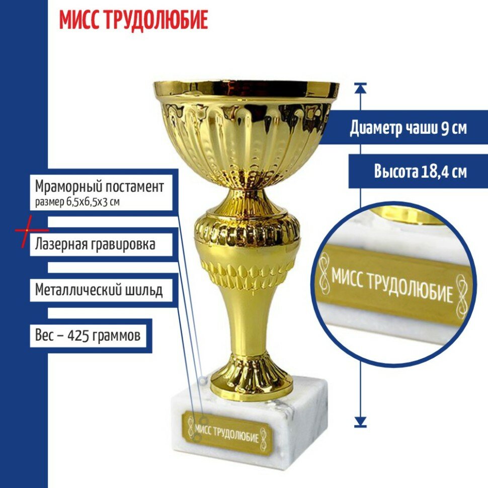 Кубок "Мисс трудолюбие" (18,4 см)
