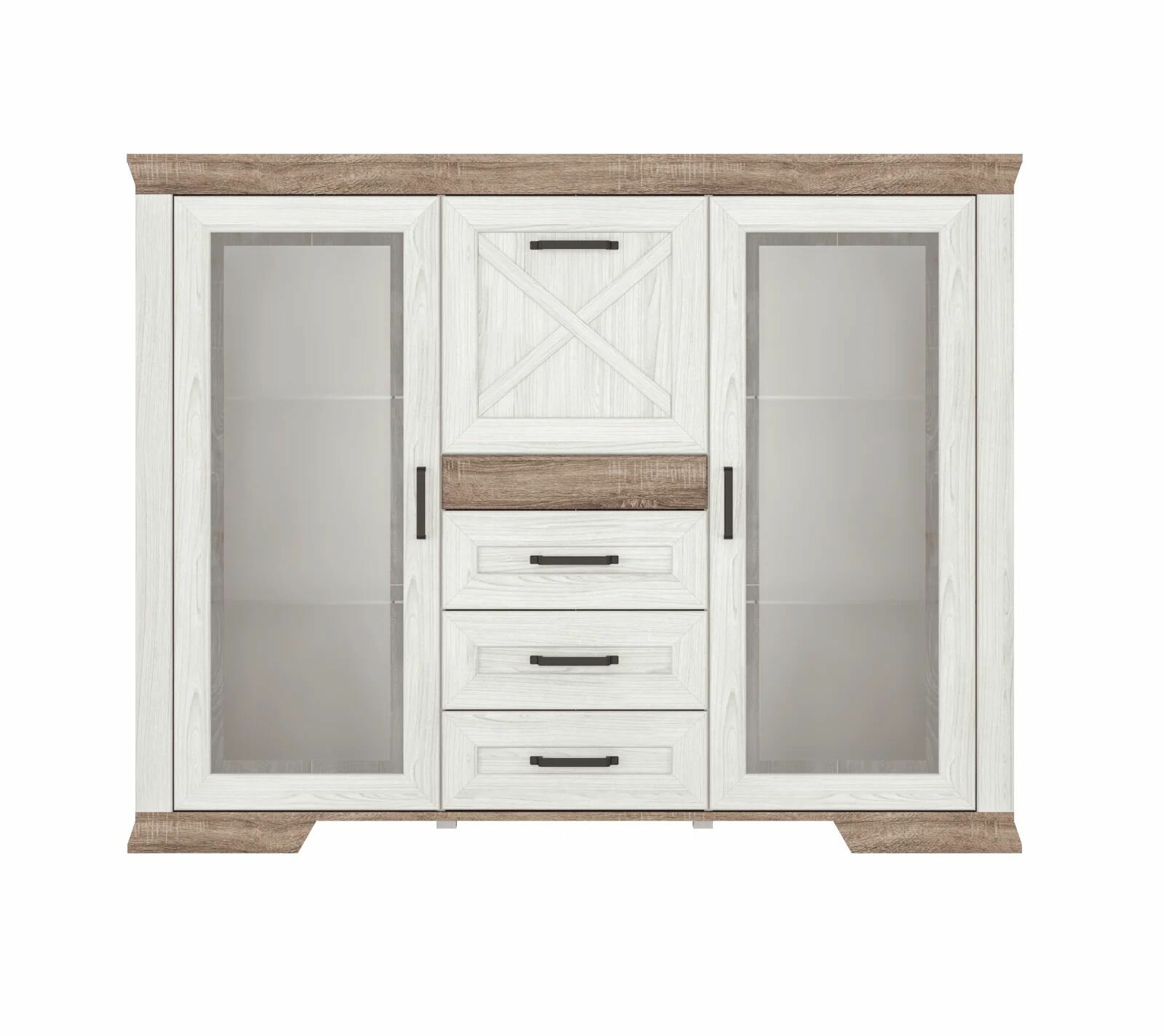 Тумба-витрина марсель KOM2W3S1K ясень снежный, для посуды, в прихожую