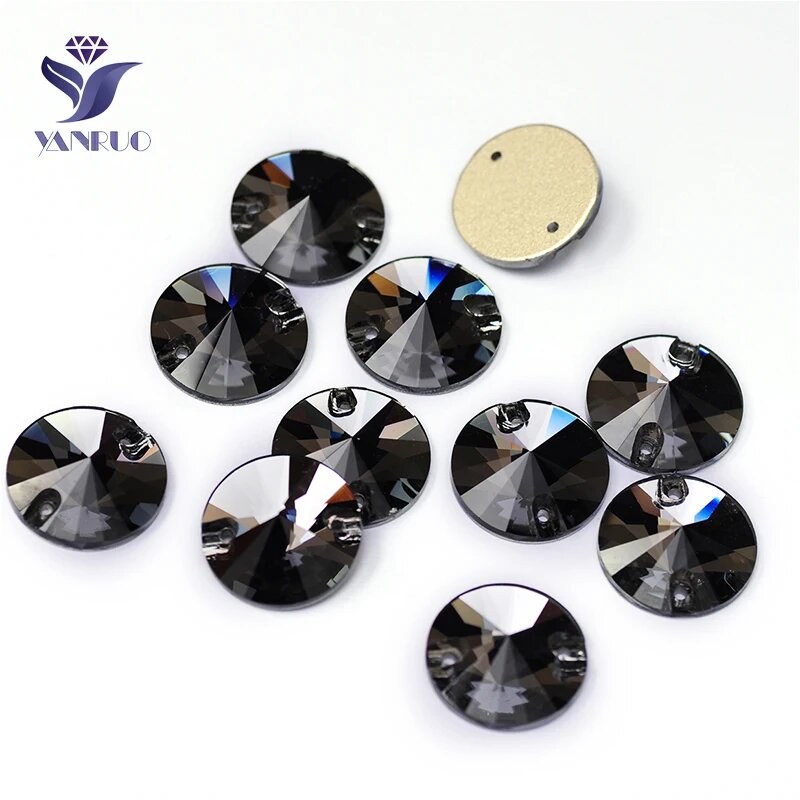Стразы YANRUO 14mm черные стеклянные 56Pcs
