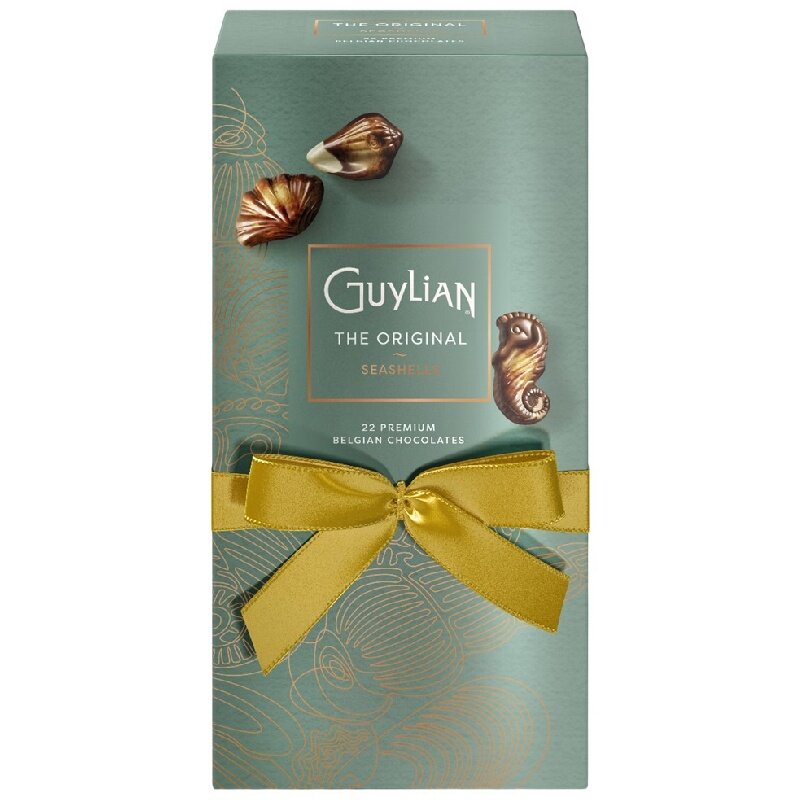 Конфеты GUYLIAN THE ORIGINAL Seashells Морские ракушки сундучок подарочный с лентой 250г