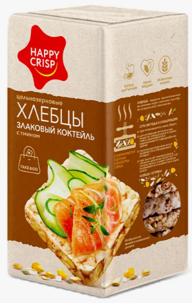 Хлебцы HAPPY CRISP злаковый коктейль с тмином 60г