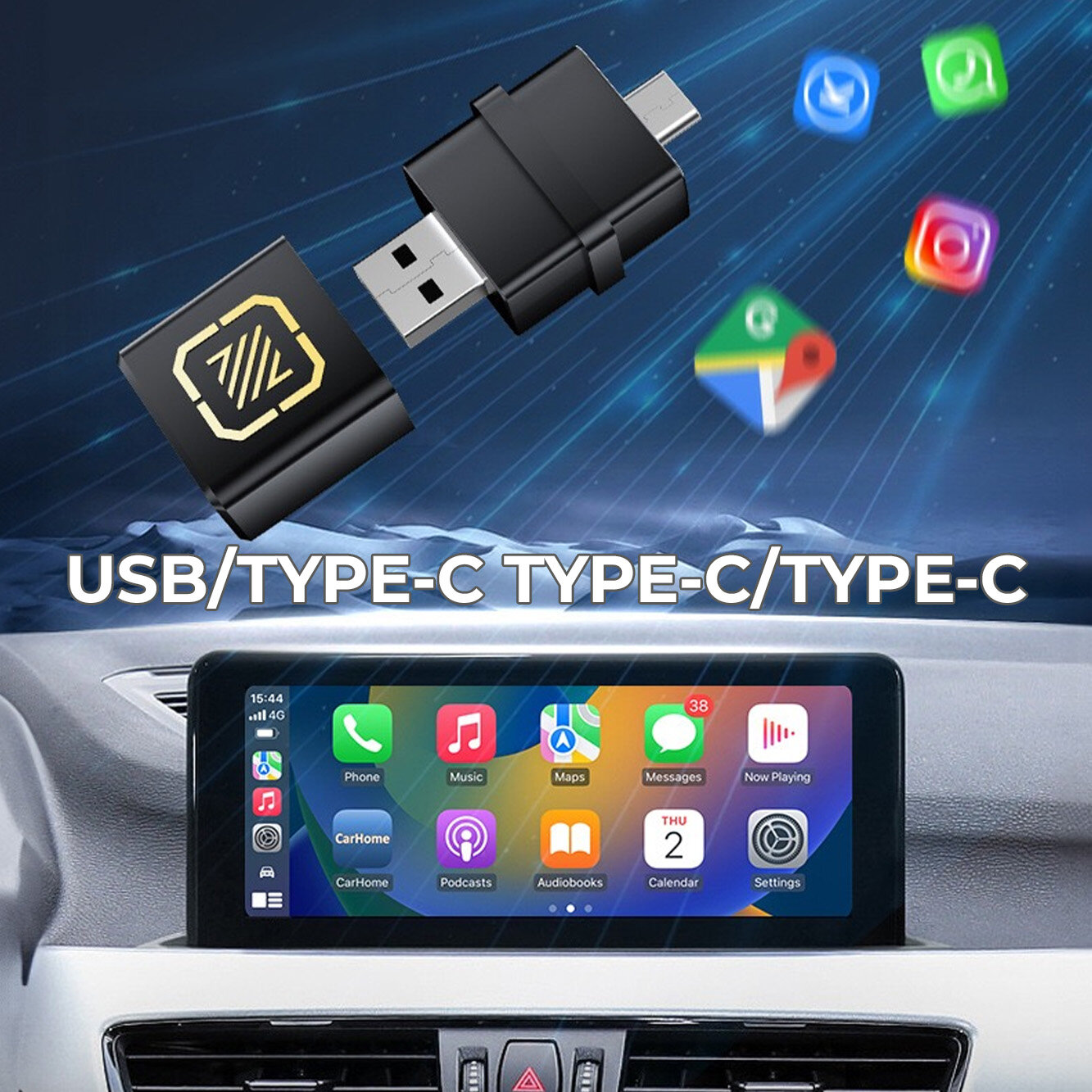Bluetooth-адаптер автомобильный Wireless Carplay/Android auto — фото 1
