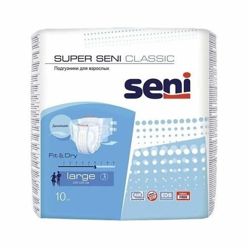 Seni Super Classic Подгузники для взрослых р. L обхват талии 100-150 N10