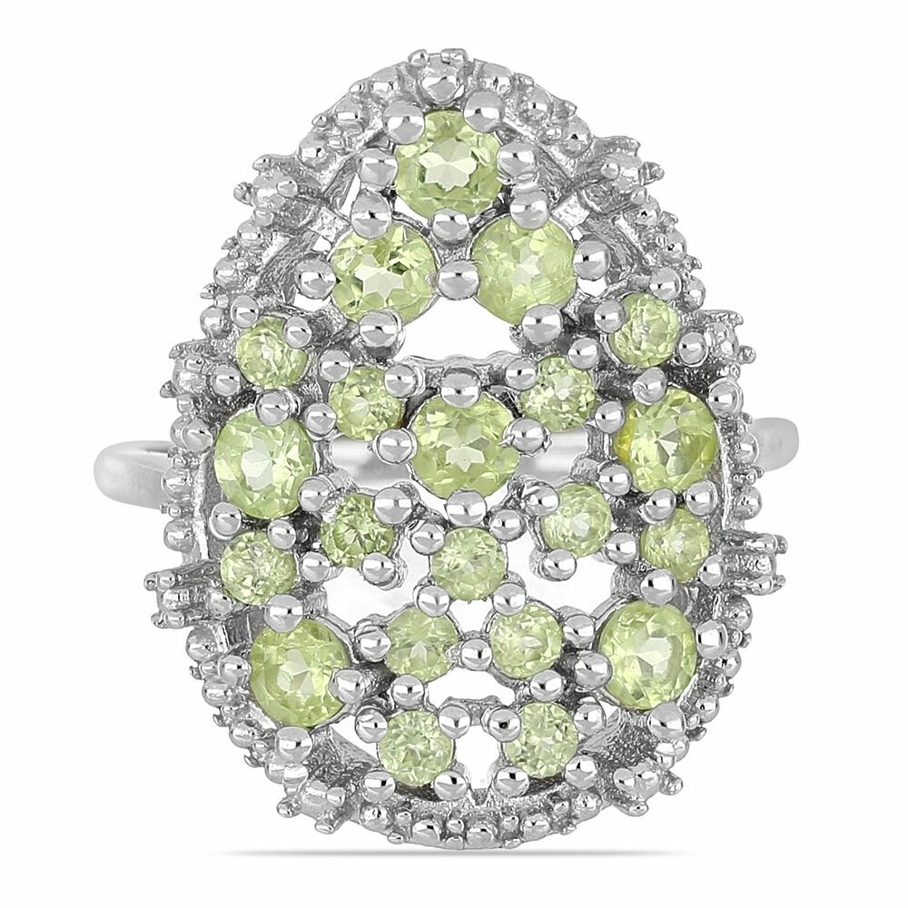 Кольцо тонкое, серебро, 925 проба, родирование, перидот