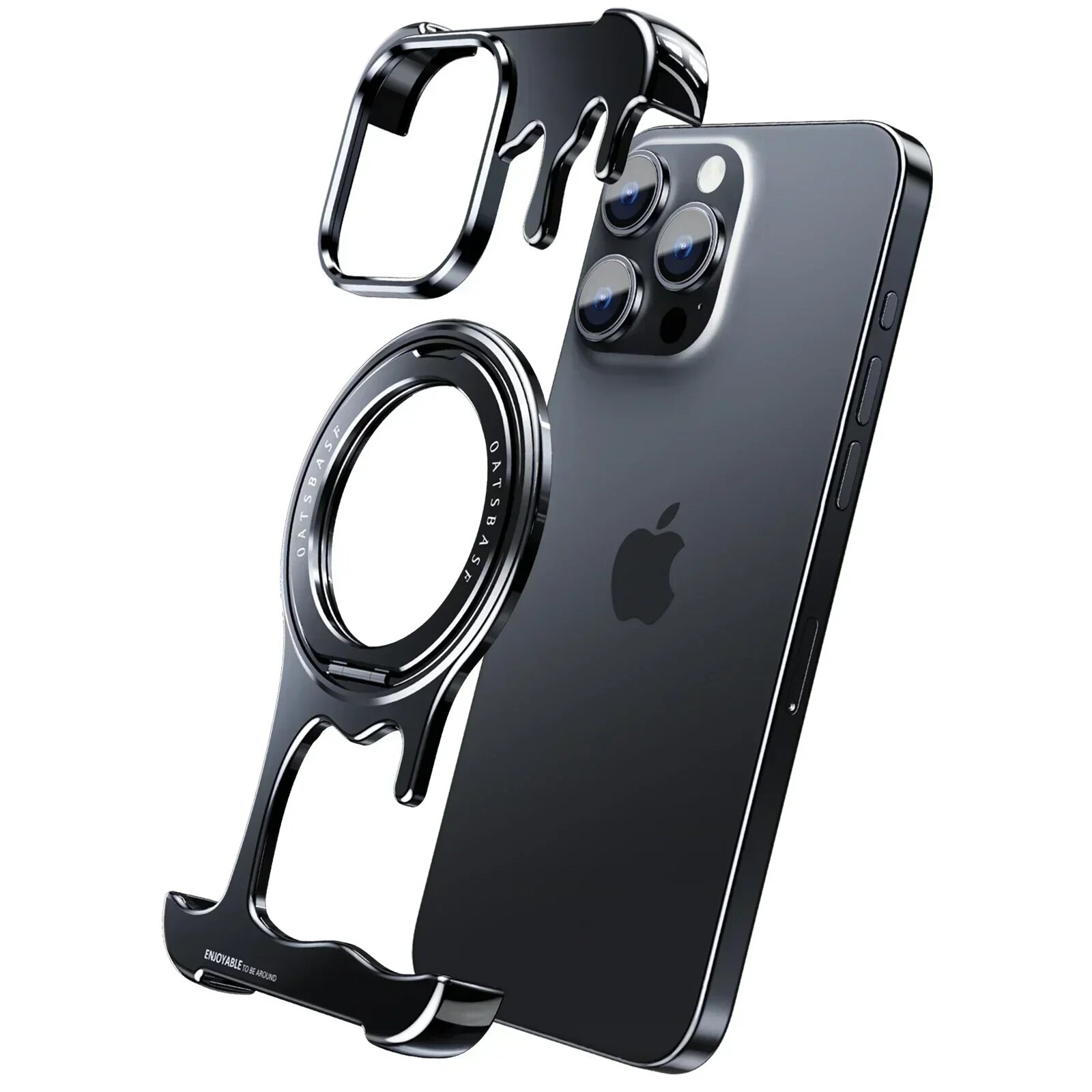 Черный чехол для iPhone 16 Pro с кольцом и MagSafe