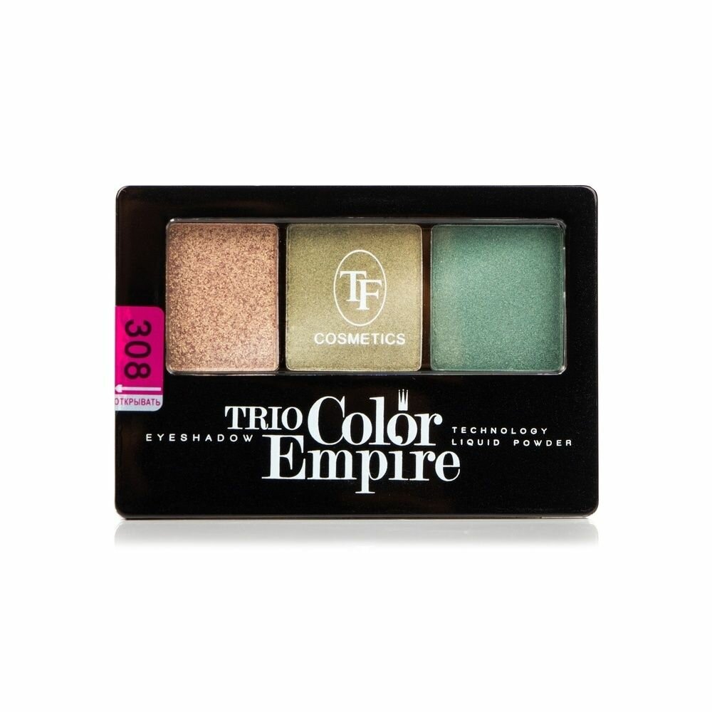 Тени для век TF Cosmetics "Trio Color Empire", трехцветные, тон 308, Оливковое золото