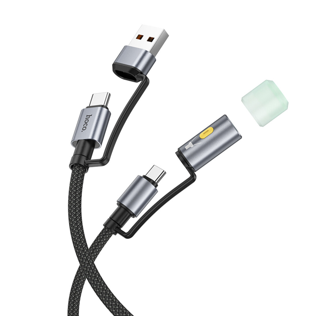Кабель с USB/Type-C на Type-C/фонарик, U138, HOCO, черный — фото 1