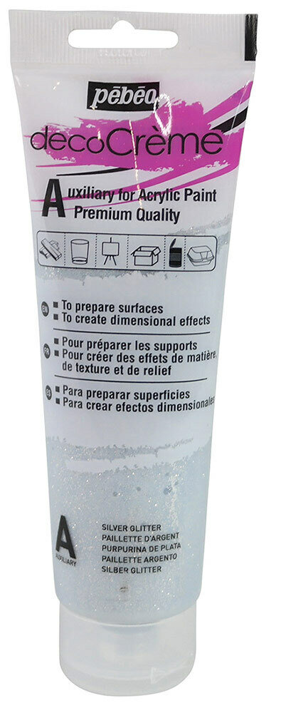 Лак с глиттером Pebeo на водной основе, decoCreme, 120 мл, блестки под серебро