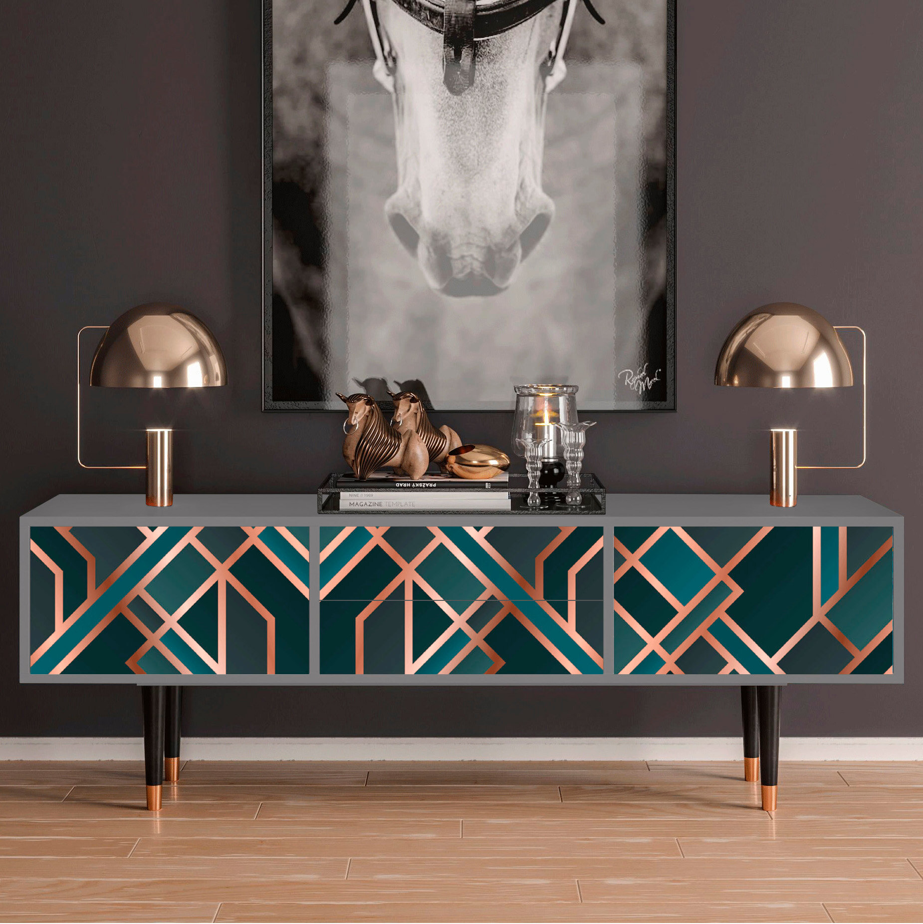ТВ-Тумба - STORYZ - T4 Bronze Crossroad, Размер - 170 x 59 x 48 см, Цвет корпуса - , Серый